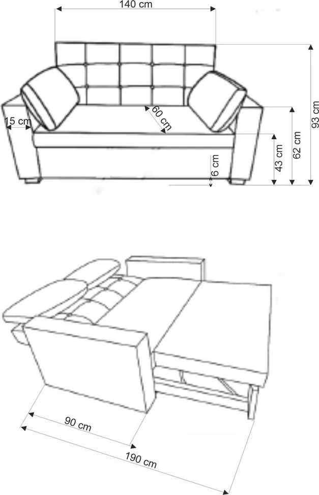 Rozkládací pohovka Ace, dvojsedák, béžová