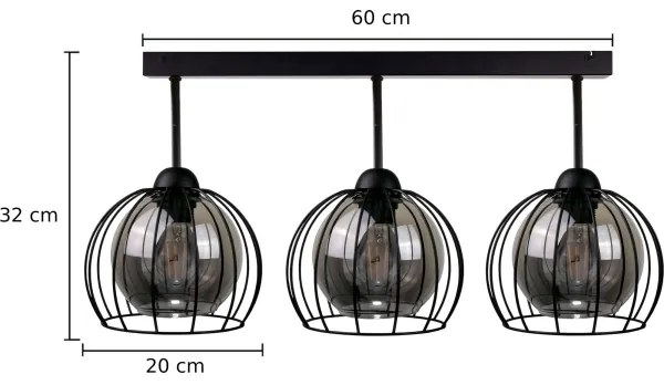 Přisazený lustr SOLO BLACK 3xE27/60W/230V