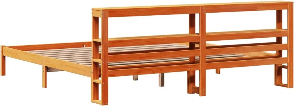 Rám postele s čelem voskově hnědý 200x200 cm masivní borovice 3305744