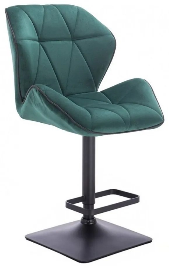 LuxuryForm DESIGN Barová židle MILANO MAX VELUR na černé hranaté podstavě - zelená