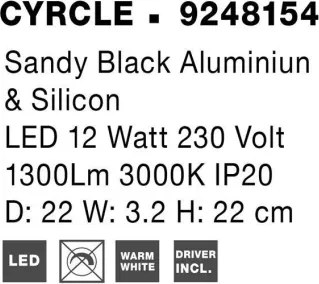 Nástěnné LED svítidlo NOVA LUCE CYRCLE 12W 3000K černé 9248154