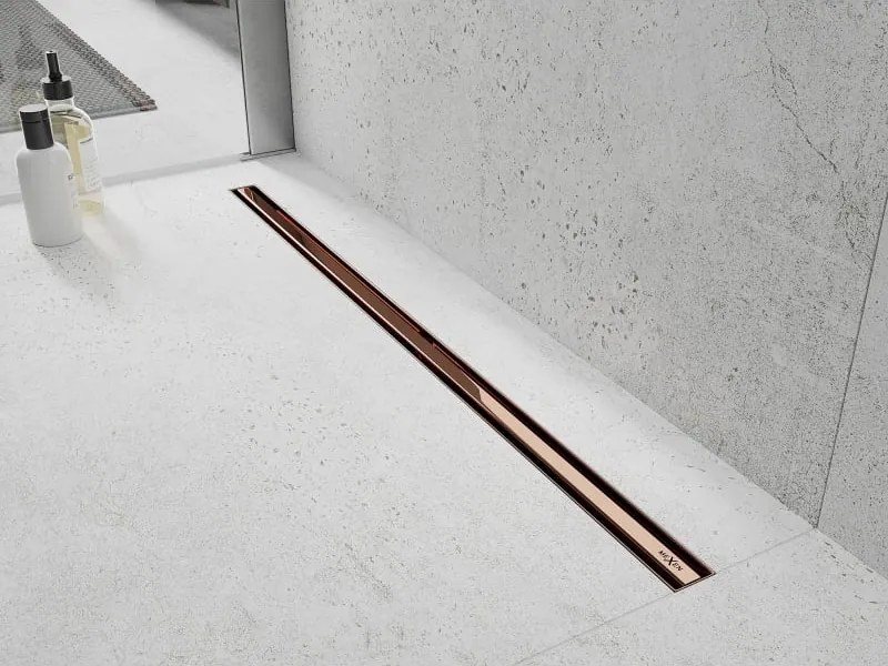 Mexen Flat 360° Slim otočný liniový odtok 50 cm, růžové zlato - 1641050