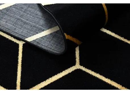 Dywany Luszczow Kusový koberec 3D GLOSS 409C 86 Krychle černý / zlato Rozměr koberce: 80 x 250 cm