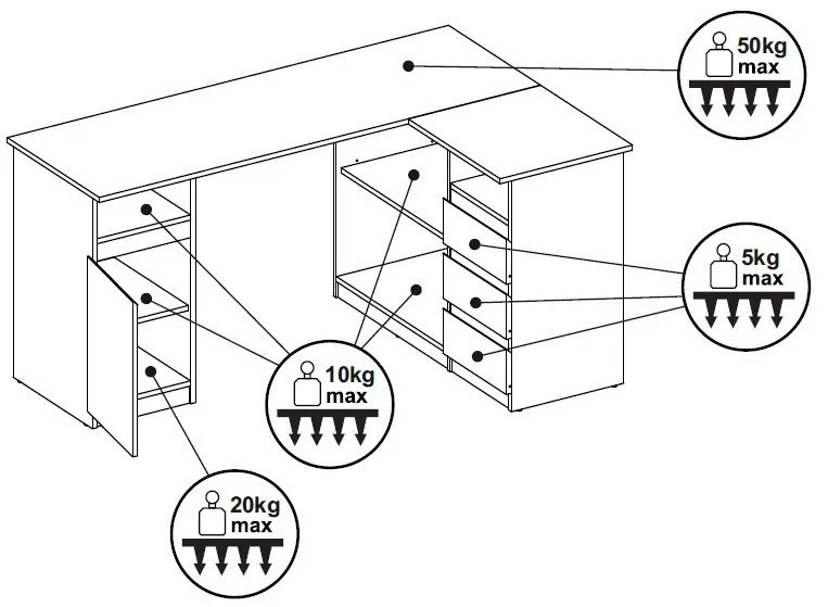 Rohový psací stůl Carlos, dub artisan/grafit