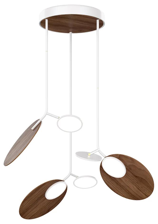 Stropní svítidlo v organickém designu Ballon 3 Dekor: Bílá / Ořechové dřevo, Stmívání: Stmívatelné DALI, Výška: 1280 mm