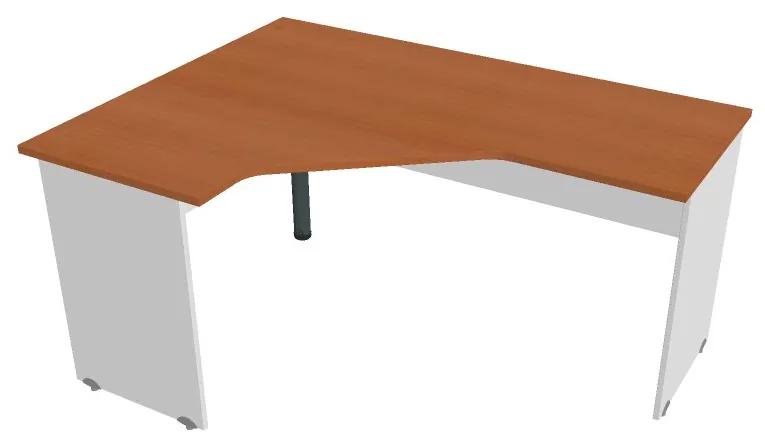 Stůl ergo pravý 160*120 cm - Hobis Gate GEV 60 P Dekor stolové desky: třešeň, Dekor lamino podnože: bílá, Barva nohy: černá