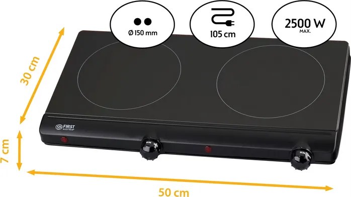 First Austria FA 5096-9 - vařič, dvouplotýnkový, 2500 W, sklokeramika