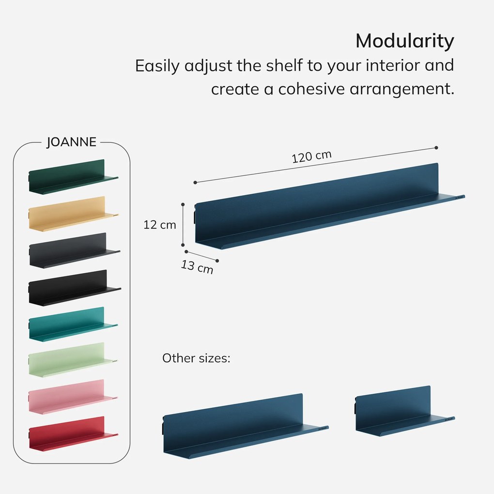 Polička na zeď JOANNE 1200 mm, Modern: tmavě modrá