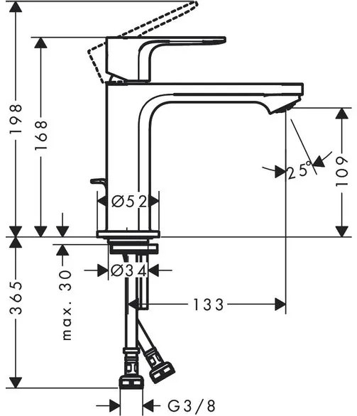 Hansgrohe Rebris S Umyvadlová baterie CoolStart, s výpustí, černá mat 72527670