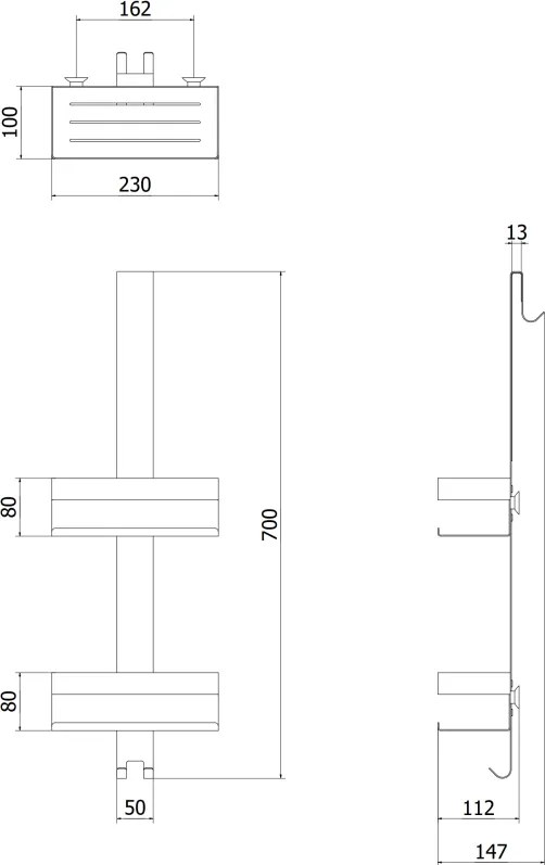 Mexen Brin-2, závěsný koupelnový košík, černá matná, 70A8842-70