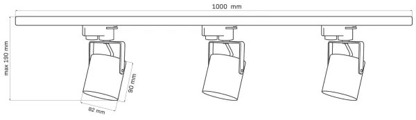 Bodové svítidlo do lištového systému MINOR 3xGU10/10W/230V + 1 m lištový systém