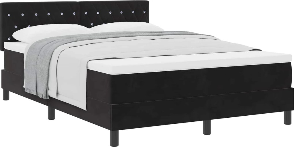 Postel s boxspringem s matrací s čelo Černá 140 x 190 cm samet 3339106