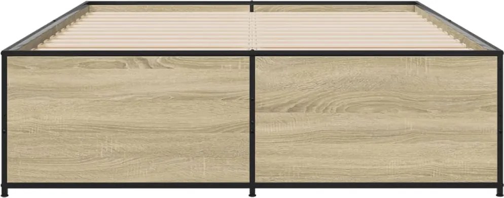 Rám postele dub sonoma 135 x 190 cm kompozitní dřevo a kov 3279903
