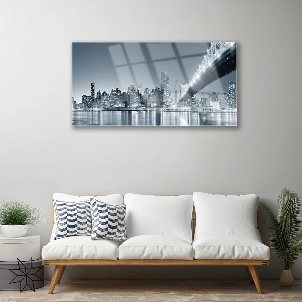 akrylový obraz Město Most Architektura 100x50 cm