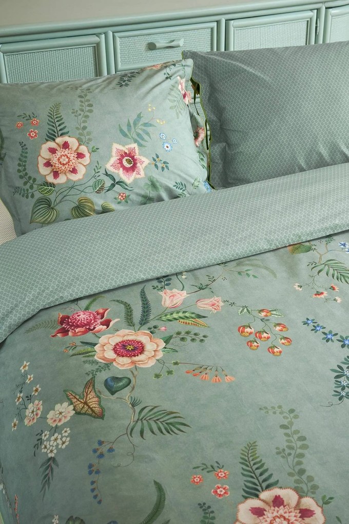Pip Studio perkálové povlečení Everbloom Green - 140 x 200 + 70x90 (Oboustranné povlečení z bavlněného perkálu )