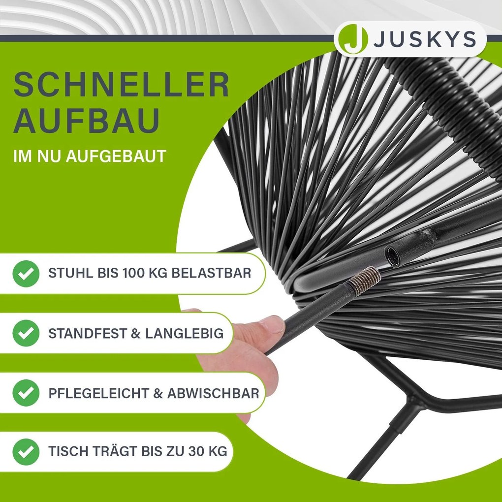 Juskys Balkonový set Ostana, 3 díly Barva: černá
