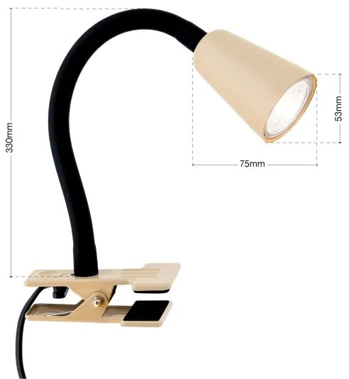 Orion - Flexibilní stolní lampa s klipem DOTTY 1xGU10/10W/230V béžová/černá