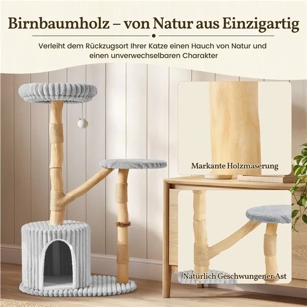Škrabadlo pro kočky – světle šedá, 60 cm (délka) × 40,5 cm (šířka) × 104 cm (výška), 104 cm (267786932044)