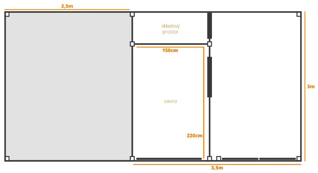 Dřevěný zahradní domek MODERN TERASA - se saunou