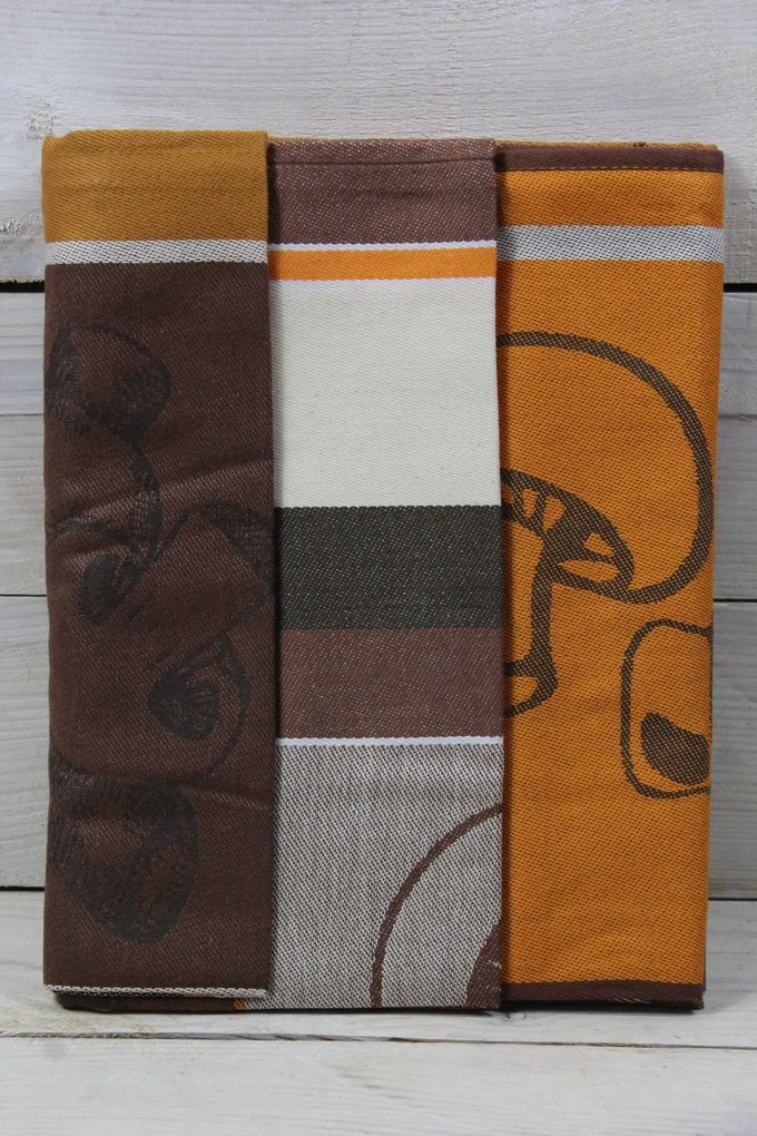 Kuchyňská utěrka z egyptské bavlny 3 ks (50x70 cm) VZOR 4 - hnědo-oranžová