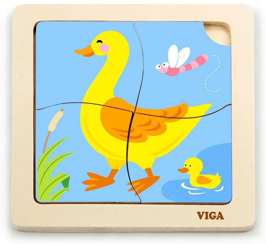 Dřevěné puzzle pro nejmenší Viga 4 ks Kačenka