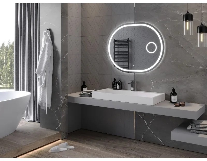 Mexen Umba podsvícené koupelnové zrcadlo s kosmetickým zrcátkem 100 x 80 cm, LED 6000K, ventilátor - 9822-100-080-611-00