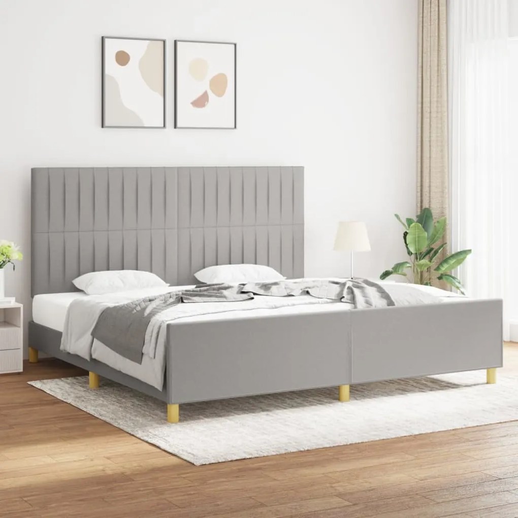 Rám postele bez matrace světle šedý 200 x 200 cm textil 3125243