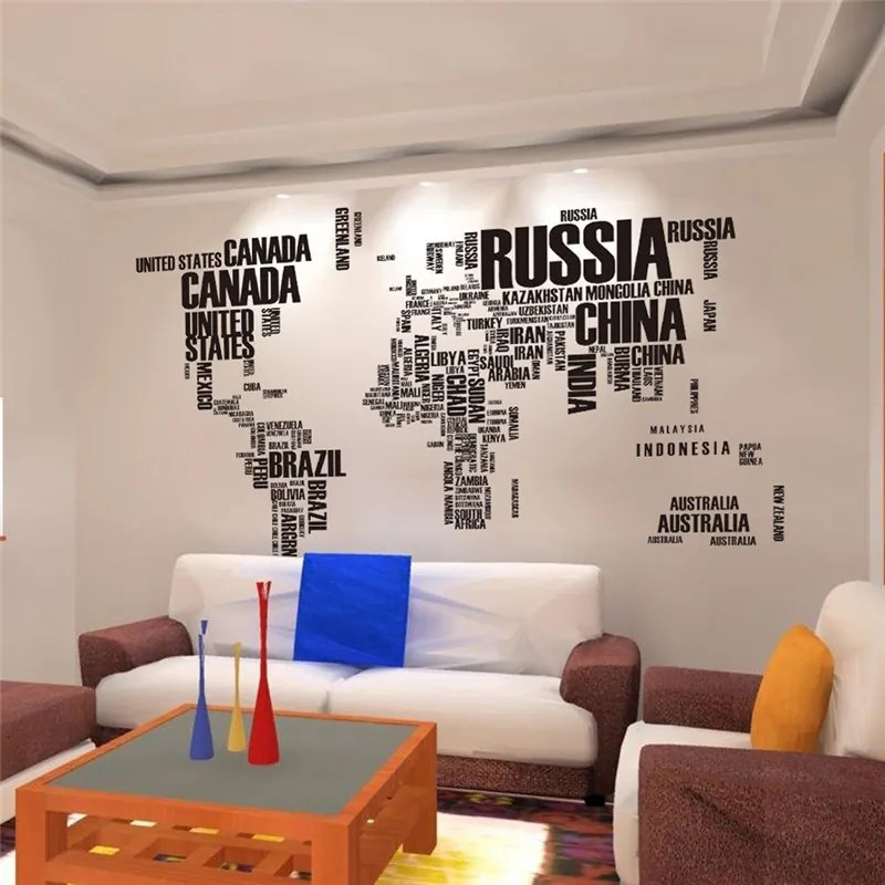Živá Zeď Samolepka na zeď Mapa světa Velikost: 190 X 116 cm