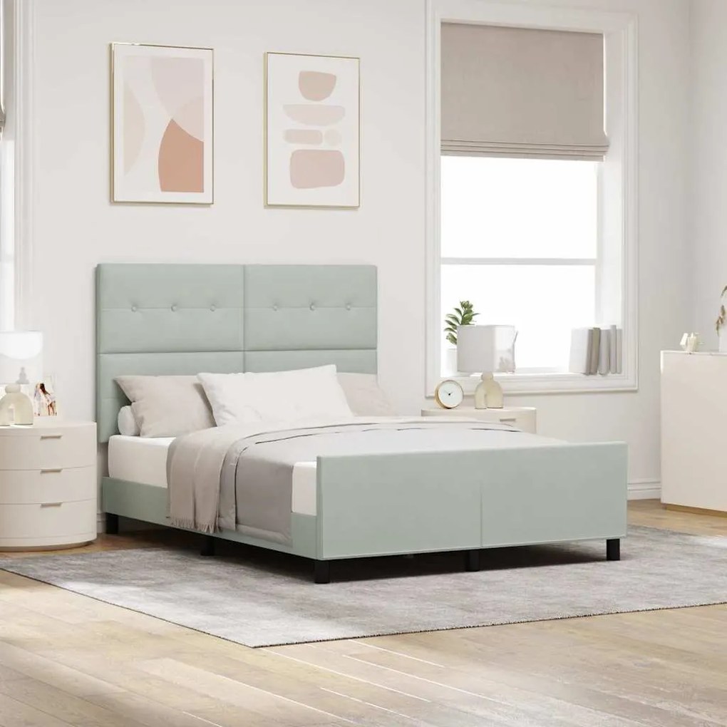 Postel s boxspringem s čelo Světle šedá 140 x 200 cm samet 3344945