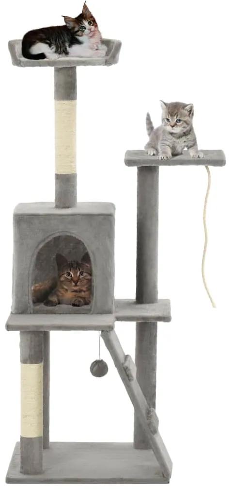Škrabadlo pro kočky se sisalovými sloupky - šedé | 120 cm