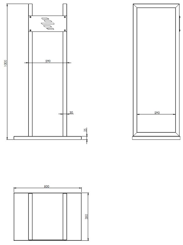 Kovový stojan na dřevo volně stojící 100 cm