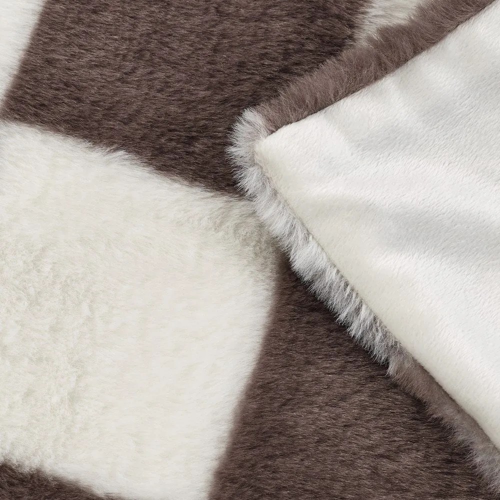 Bílá/tmavě hnědá deka 130x170 cm Cosy Soft Checkerboard – Catherine Lansfield