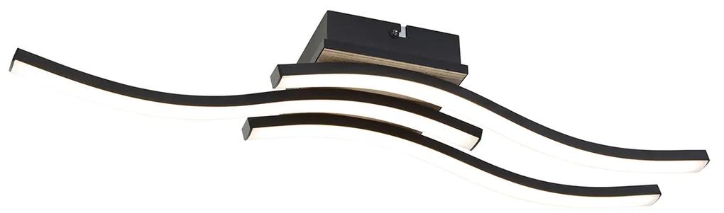 Designové stropní svítidlo černé se dřevem včetně LED 3-světelné - Vanesa