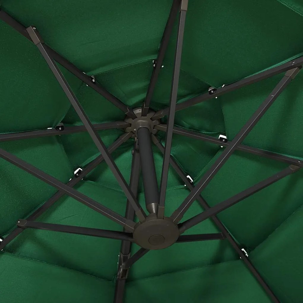 4stupňový zahradní slunečník s hliníkovou tyčí zelený 3 x 3 m 313829