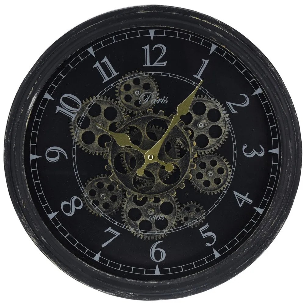 Nástěnné kovové hodiny v industriálním stylu, 37 cm