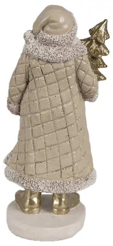 Vánoční dekorace Santa Claus ve zlatých holinkách se stromečkem – 21 cm