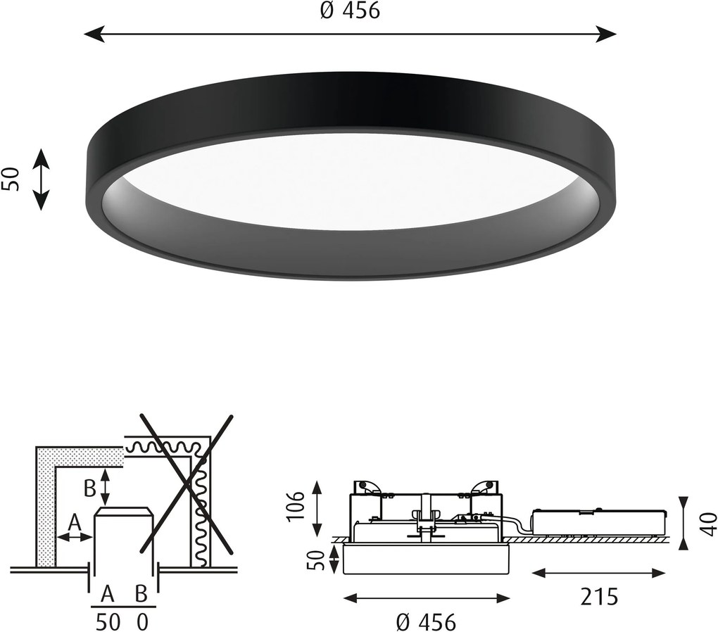 Stropní svítidlo Circle Semi Recessed LED 3000K 45,6 cm bílá