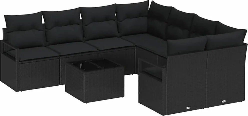 Set pohovek 9 ks 8-Počet míst Černá Polyratan 3346323