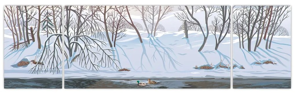 Obraz - Liška v zimní krajině (170x50 cm)