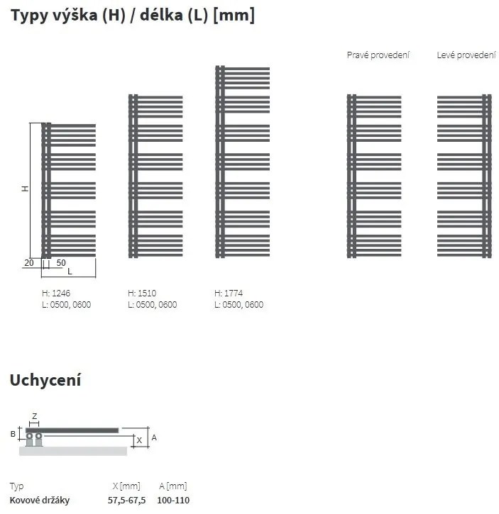 Isan Calypso 982 x 500 mm koupelnový radiátor bílý