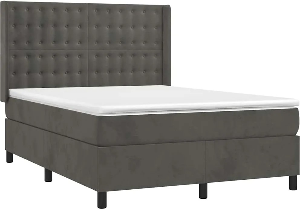 Box spring postel s matrací tmavě šedá 140x200 cm samet 3132922