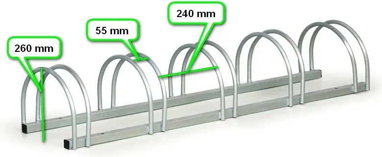 Stojan na jízdní kola na zem, 5 stání