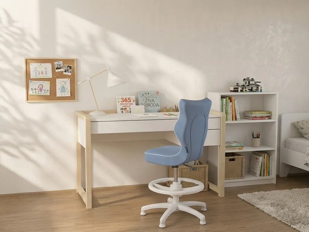 Benlemi Stůl STOLLY se 3 šuplíky a pastelkovníkem do dětského pokoje + ergonomická židle MODRÁ Zvolte rozměr židle: dítě 119 - 142 cm (výška stolu 71 - 82 cm)