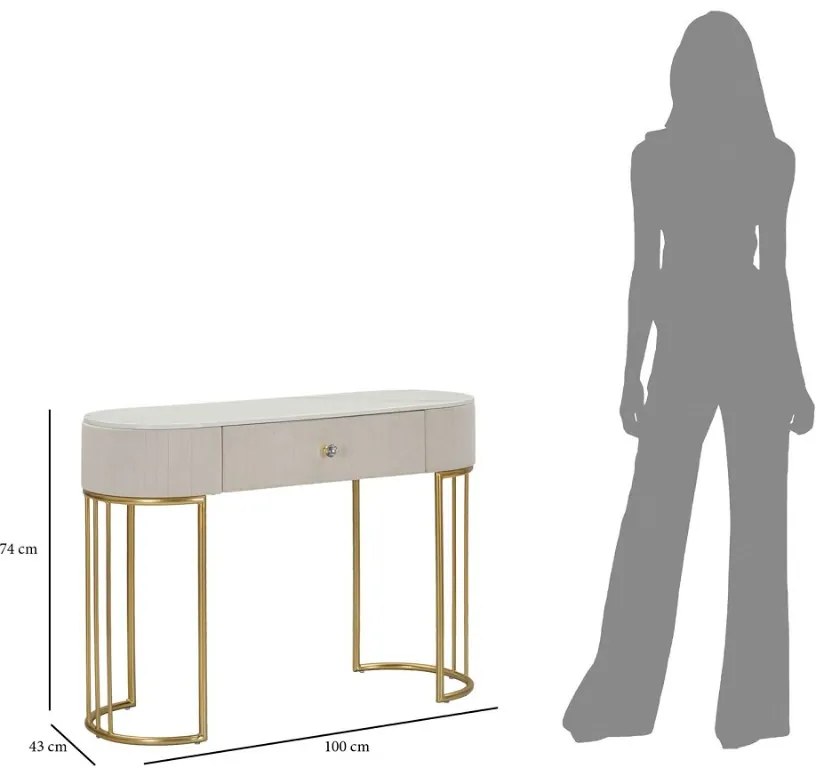 Designová konzole Hadassah 100 cm krémová