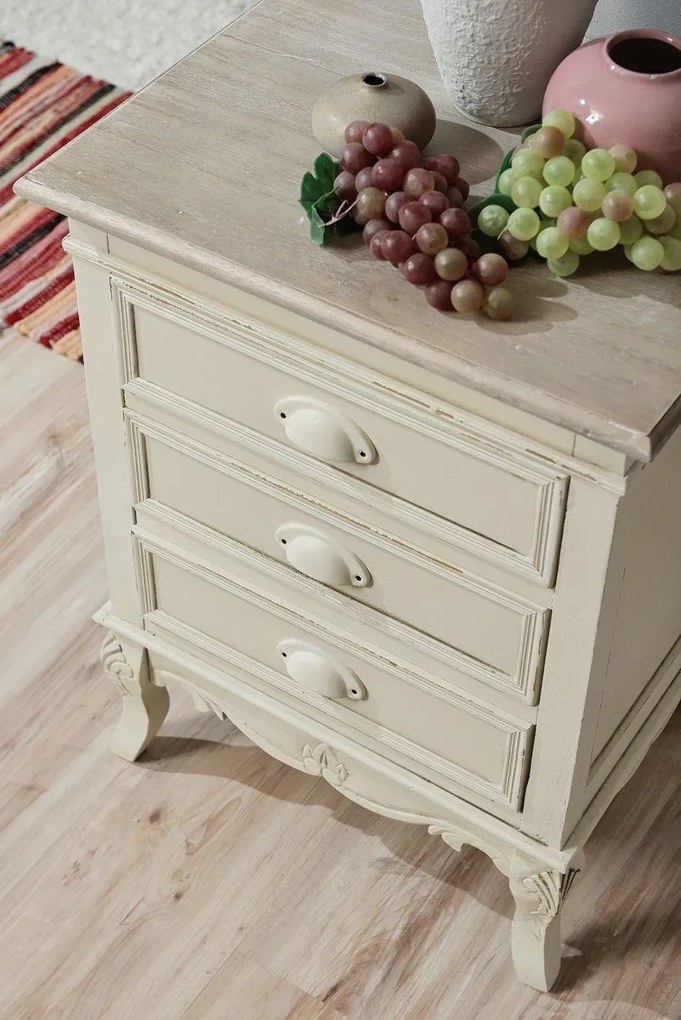 Noční stolek Rimini 48 cm z masivu krémový