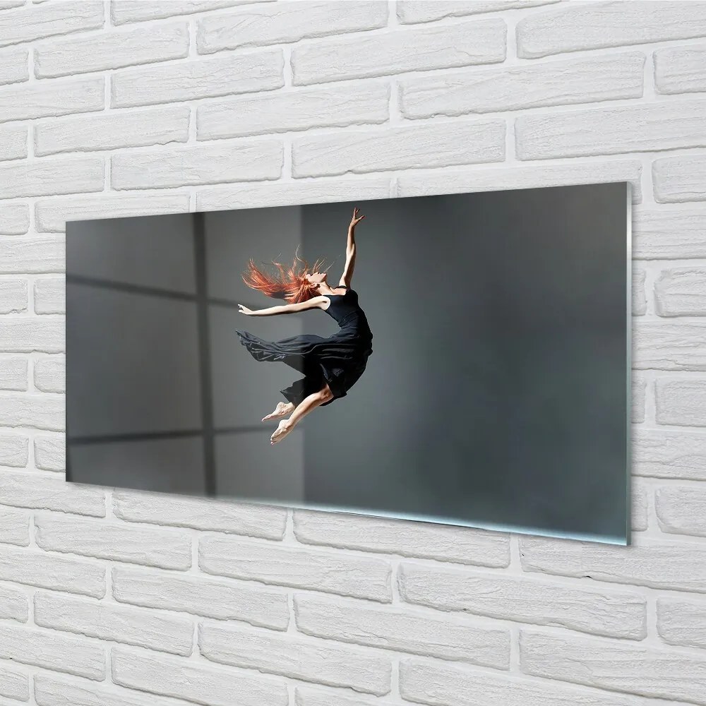 Obraz na skle Žena v černých šatech 120x60 cm