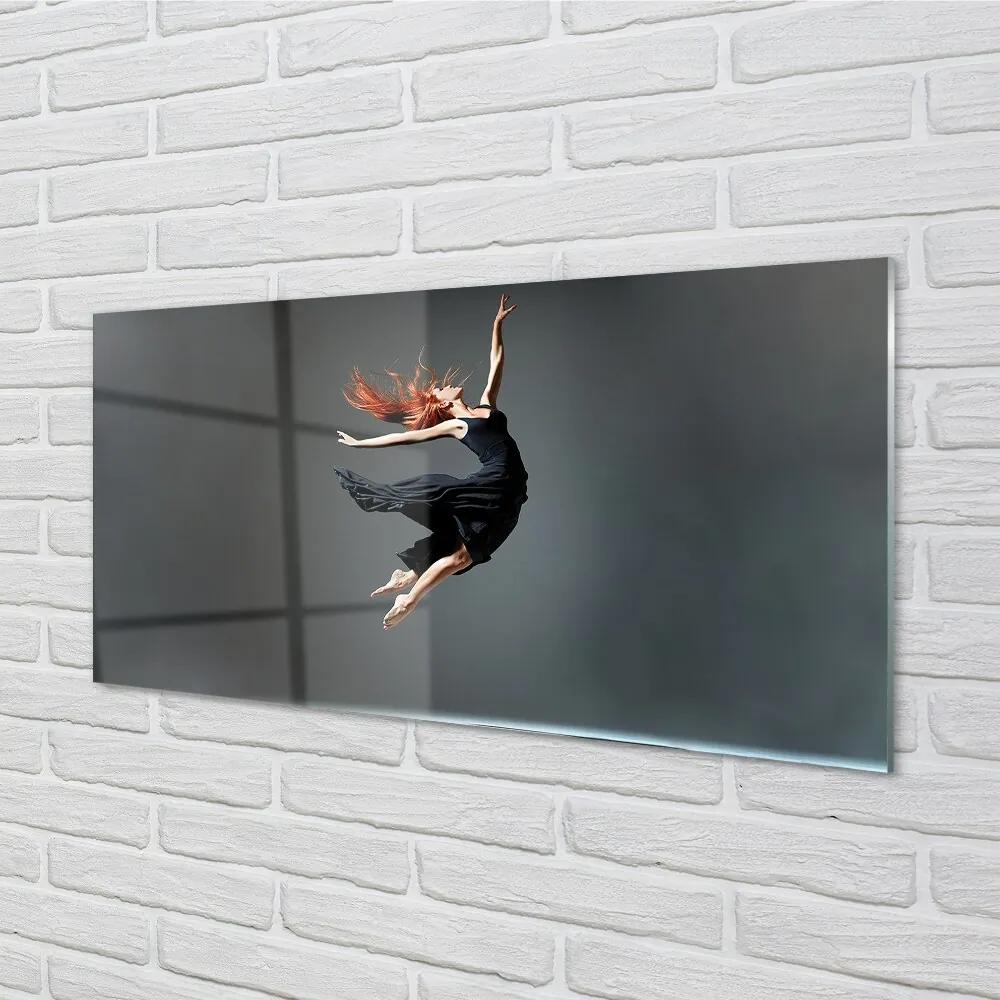 Obraz na skle Žena v černých šatech 140x70 cm