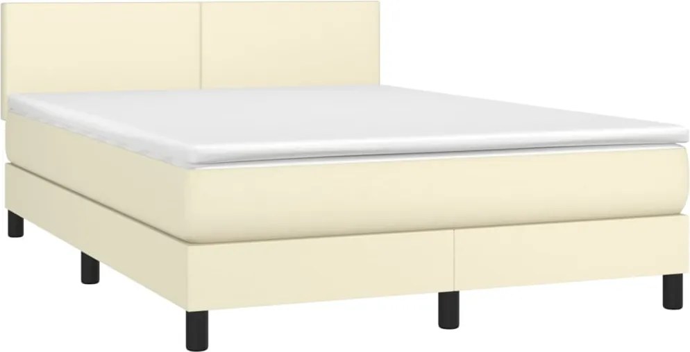 Box spring postel s matrací krémová 140x190 cm umělá kůže 3141001