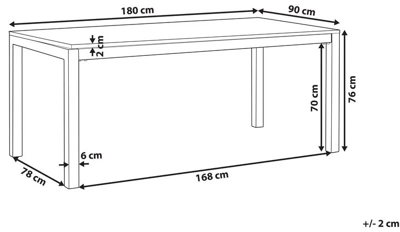 Zahradní stůl bílá skleněná deska 180 x 90 cm GROSSETO Beliani