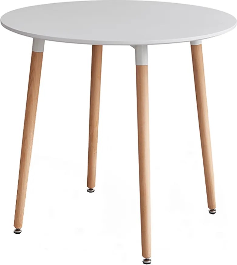 Jídelní stůl, bílá/buk, průměr 80 cm, ELCAN NEW TYP 2